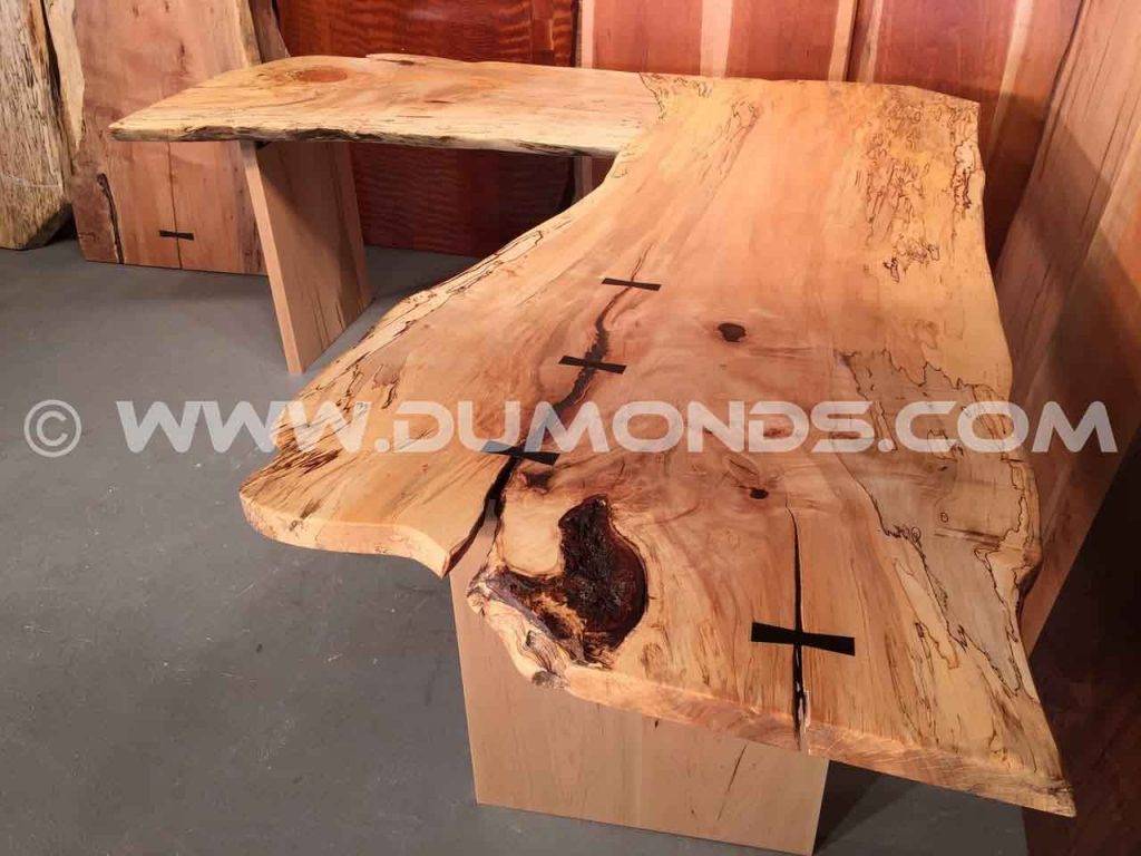 Unique L-Shaped Spalted Maple Live Edge Desk