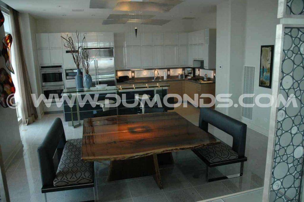Custom Claro Walnut Slab Dining Table for Penthouse Living