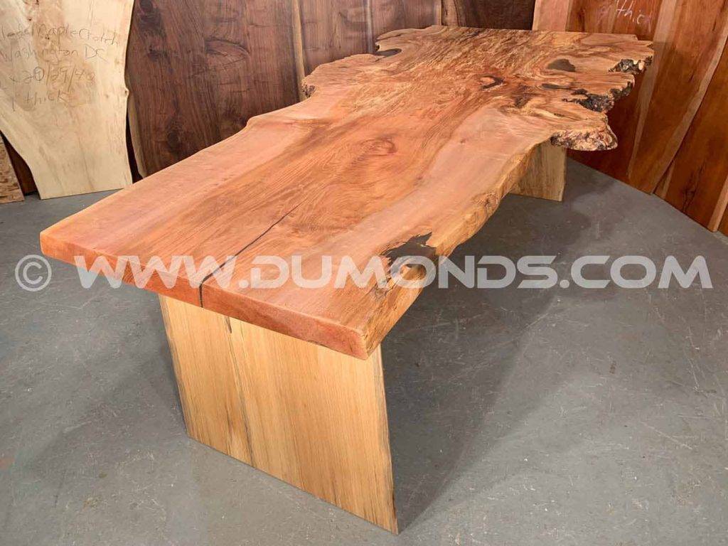 Spalted Maple Burl Live Edge Slab Table With Maple Base | Dumonds ...