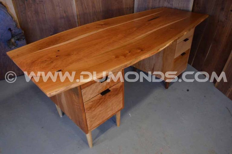 Cherry Slab Natural Edge Organic Desk - Unique Design